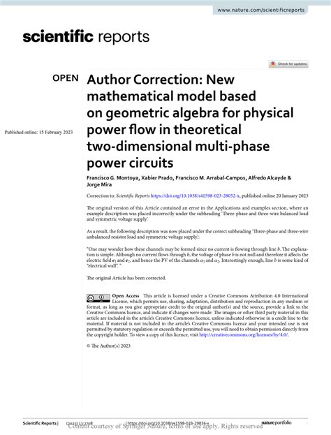 Pdf Author Correction New Mathematical Model Based On Geometric Algebra For Physical Power