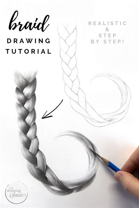 How To Draw A Braid Realistically Step By Step Tutorial Drawing Tutorial Realistic Hair