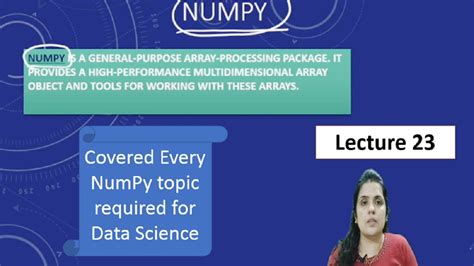 Numpy Tutorial In Hindi Python For Data Science Youtube