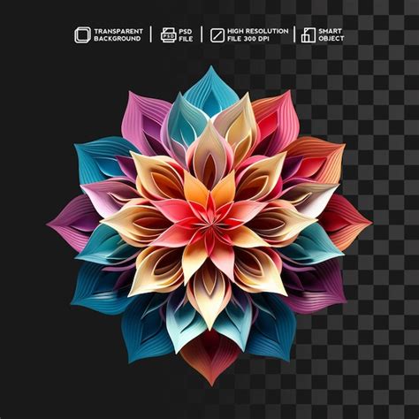 고립 된 투명 배경에 미묘한 추상 꽃 꽃 프리미엄 Psd 파일