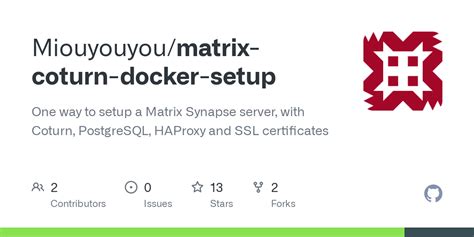 Github Miouyouyoumatrix Coturn Docker Setup One Way To Setup A