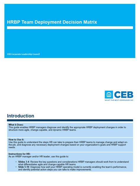 3 3 Hrbp Team Deployment Decision Matrix Pdf Mentorship Leadership