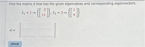 Solved Find The Matrix A That Has The Given Eigenvalues And