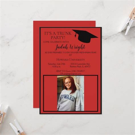 Red Black Photo College Trunk Party Invitation Zazzle Trunk Party