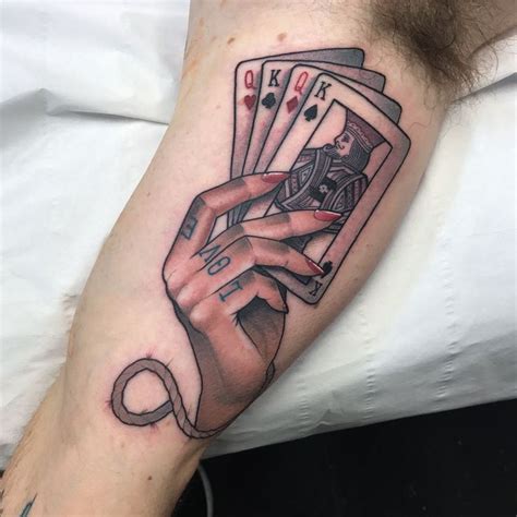 Hand With Cards Tattoo Card Suits Hand Tattoo Playing Cards Tattoo