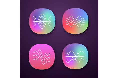 Sound Waves App Icons Set Outline Icons ~ Creative Market