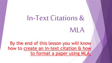 In Text Citations MLA
