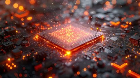 Quantum Computer Concept With Cpu Processor Stock Illustration