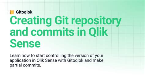 Creating Git Repository And Commits In Qlik Sense Gitoqlok