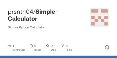 GitHub Prsnth Simple Calculator Simple Python Calculator