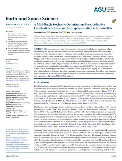 Pdf A Mini‐batch Stochastic Optimization‐based Adaptive Localization Scheme And Its