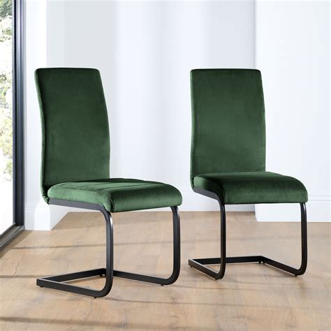 Perth Dining Chair Moss Green Classic Velvet And Black Steel Only £6999