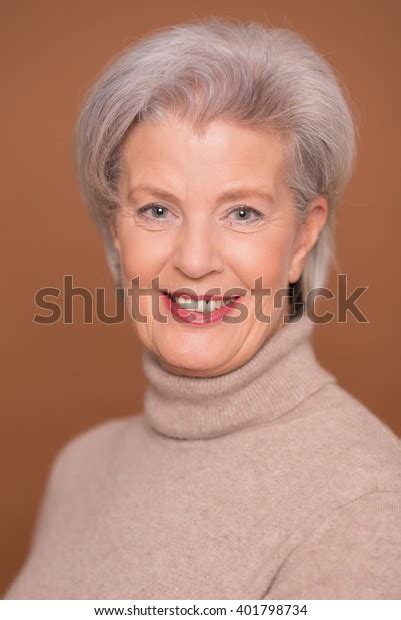 Portrait Senior Woman Front Brown Background Stock Photo Shutterstock