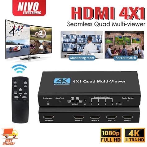 4 Port Hdmi Quad Multi Viewer With Seamless Switching 4x1 Hdmi Switch 1080p In 4k 30hz Out