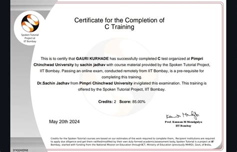 gauri kurhade on linkedin 🎉 proud to share that i scored 85 in the c programming training