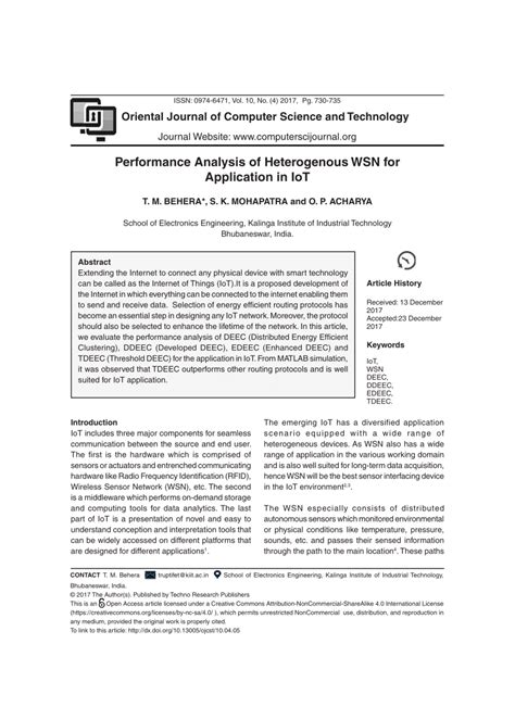Pdf Performance Analysis Of Heterogenous Wsn For Application In Iot