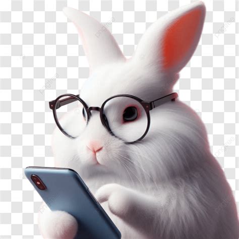 3차원 만화 토끼 사용 그만큼 모바일 와 안경 3차원 만화 토끼 Png 일러스트 및 이미지 에 대한 무료 다운로드 Pngtree