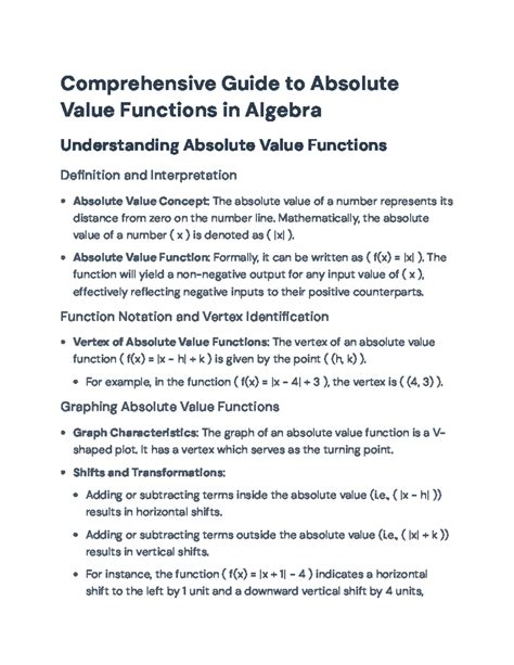 Understanding Absolute Value Functions Key Concepts And Solutions