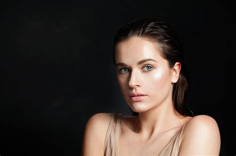 Premium Photo Sensual Woman On Black Background Portrait