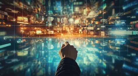 premium ai image man hand touching virtual screen with media screen