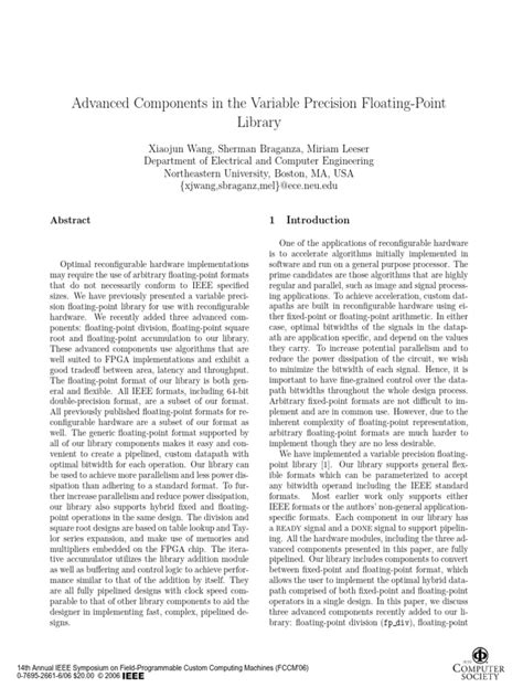 Variable Precision Floating Point Library Pdf Computer Science