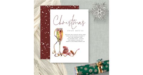 modern christmas open house script invitation zazzle