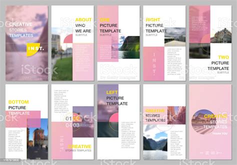 창조적 인 소셜 네트워크 이야기 디자인 다채로운 분홍색 그라데이션 배경과 수직 배너 또는 전단지 템플릿 전단지 전단지 브로셔