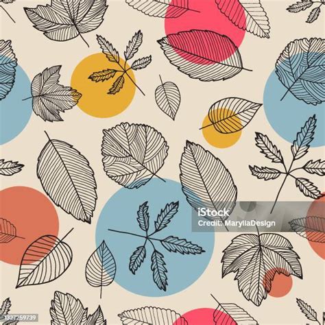 벡터는 매끄러운 패턴을 남깁니다 손으로 그린 가을 배경 가을에 대한 스톡 벡터 아트 및 기타 이미지 가을 계절 그리기 Istock