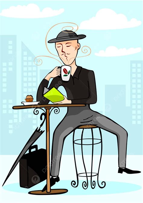 Illustration Of A Man Drinking Coffee Man Illustration Shape Vector