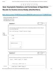 Quiz Asymptotic Notations And Correctness Of Algorithms Pdf Doshna Umma Reddy She