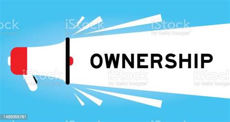 파란색 배경에 흰색 배너에 단어 소유권이 있는 컬러 확성기 아이콘 개인 기업에 대한 스톡 벡터 아트 및 기타 이미지 개인