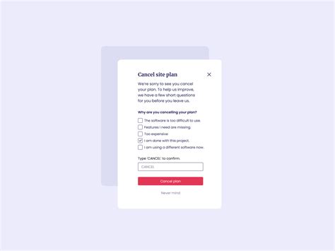 Cancel Plan Modal Ui Design By Ildiko Gaspar On Dribbble