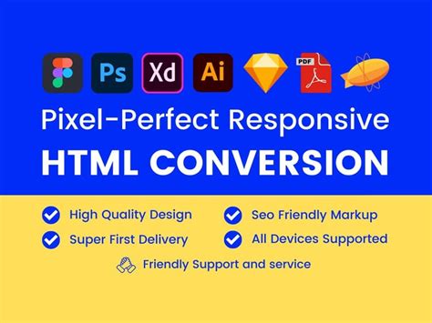 pixel perfect and responsive html website from psd xd figma