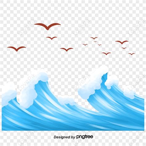 파도 일러스트바닷물갈매기 Png 일러스트 무료 다운로드 Lovepik