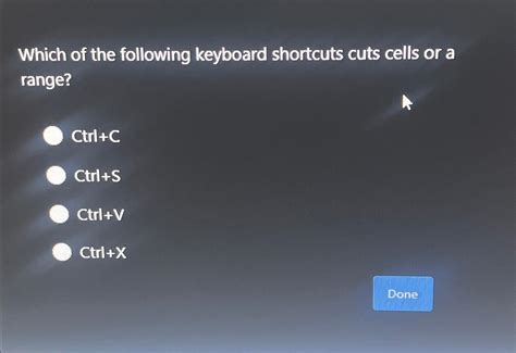 Solved Which Of The Following Keyboard Shortcuts Cuts Cells