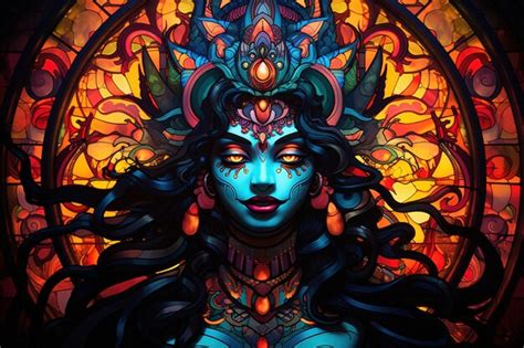 Premium Photo Stained Glass Style With A Kahlii In The Background