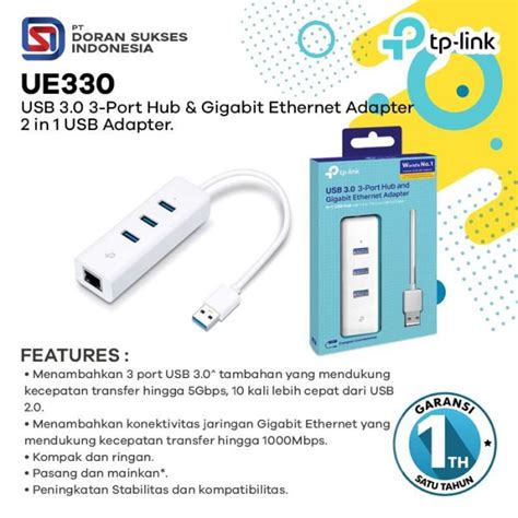 Jual Tp Link Ue330 Usb 3 0 Hub 3 Port And 1 Port Gigabit Ethernet Original Di Seller Doran Gadget