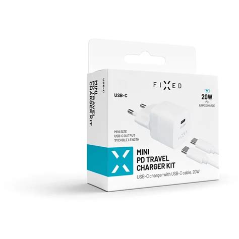 Fixed Mini Nabíječka S Usb C A Usb C Usb C Kabelem Pd 1 M 20w Bílý