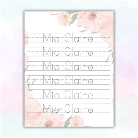 Custom Name Tracing Sheet Personalized Name Trace Handwriting Worksheet Printable Handwriting