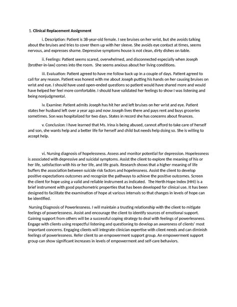 Clinical Replacement Assignment Irina Description Patient Is 38 Year Old Female I See