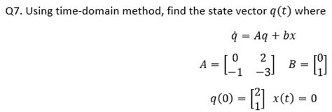 solved using time domain method find the state vector q t
