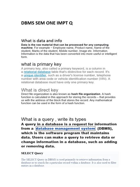 Dbms Key Concepts And Queries Guide Pdf