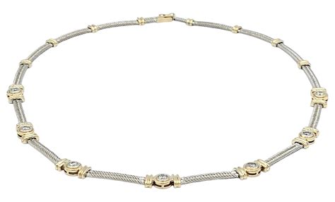 100 Carat Diamond Station Cable Link Necklace In 14 Karat White And