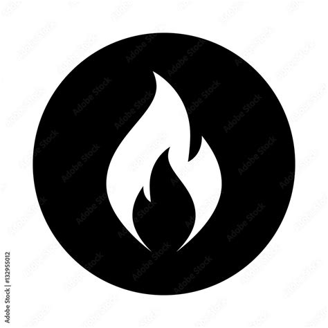 Fire Flame Icon Black Icon Isolated On White Background Round Icon