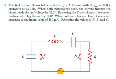 Solved The RLC circuit shown below is driven by a AC source | Chegg.com