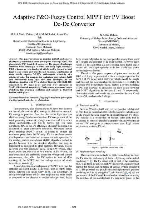 Pdf Adaptive Pando Fuzzy Control Mppt For Pv Boost Dc Dc Converter