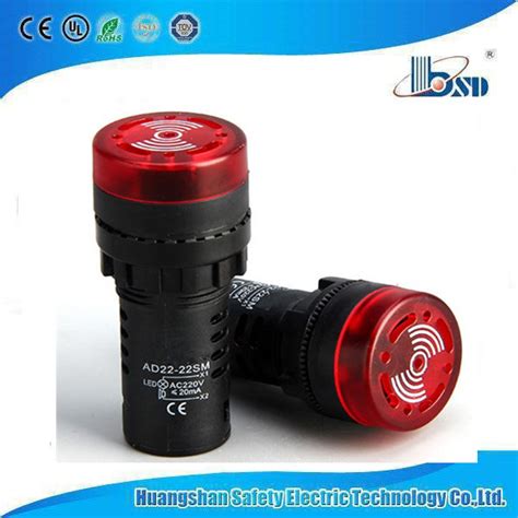 Red Color Indicator Light With Alarm Buzzers Pushbutton Switch And Signal Light