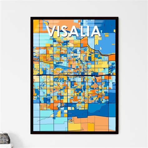 Visalia California Art Map Poster Vibrant Home Decor Print For Unique