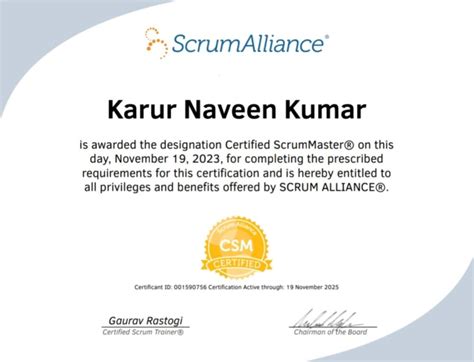I Earned A New Certification Certified Scrummaster Karur Naveen Kumar Posted On The Topic