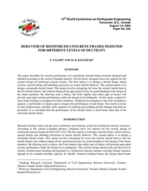 Solution Behavior Of Reinforced Concrete Frames Designed For Different